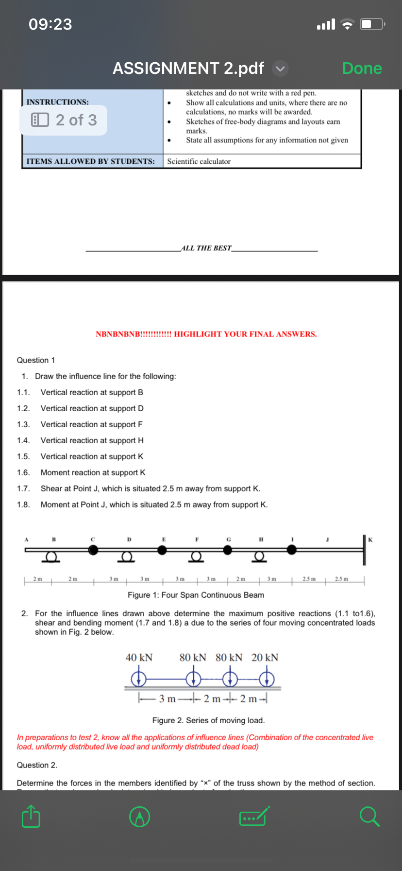 Solved Question 1 1. ﻿Draw the influence line for the | Chegg.com