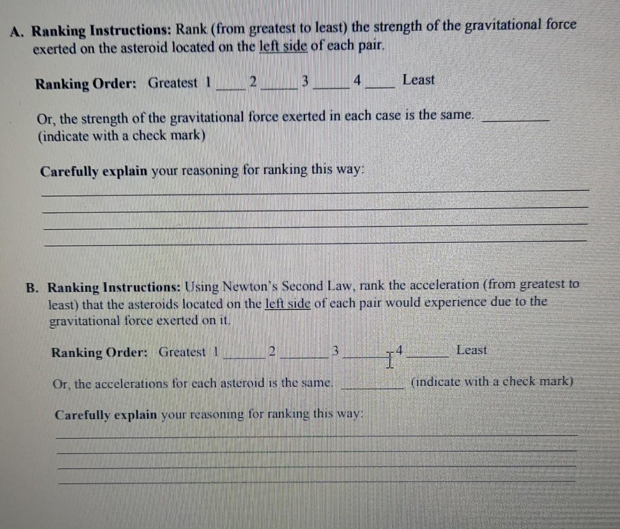 Solved A. Ranking Instructions: Rank (from greatest to | Chegg.com