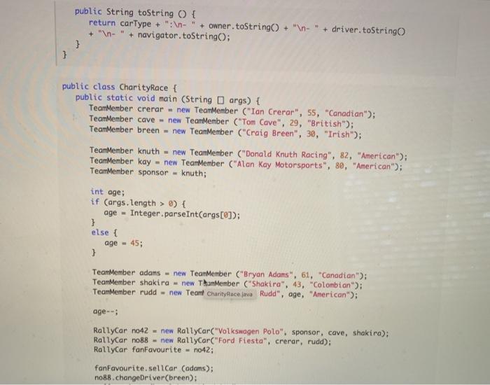 Solved Examine the following Javadoc documentation for a | Chegg.com