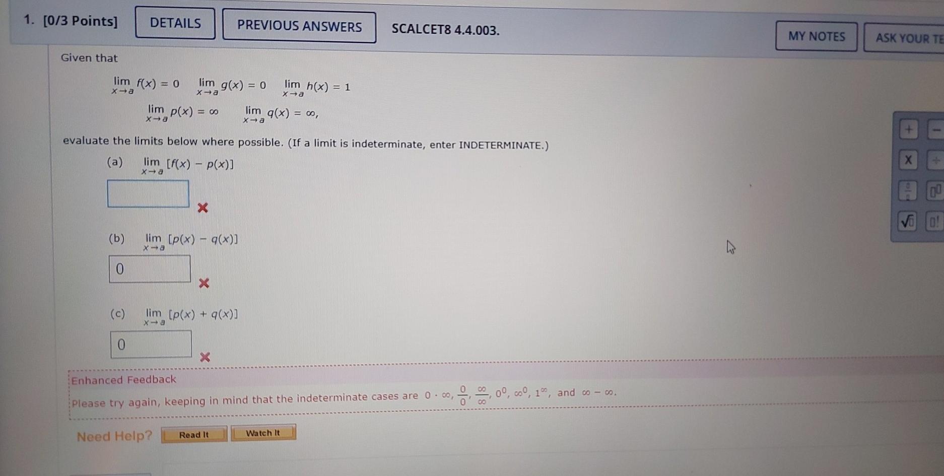 Solved 1. [0/3 Points] DETAILS PREVIOUS ANSWERS SCALCET8 | Chegg.com