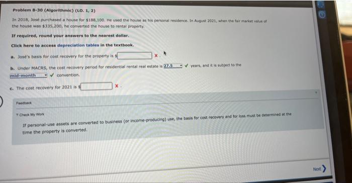Solved Problem 8-30 (Algorithmic) (LO. 1, 2) In 2018, José | Chegg.com Solved Problem 8-30 (Algorithmic) (LO. 1, 2) In 2018, José | Chegg.com