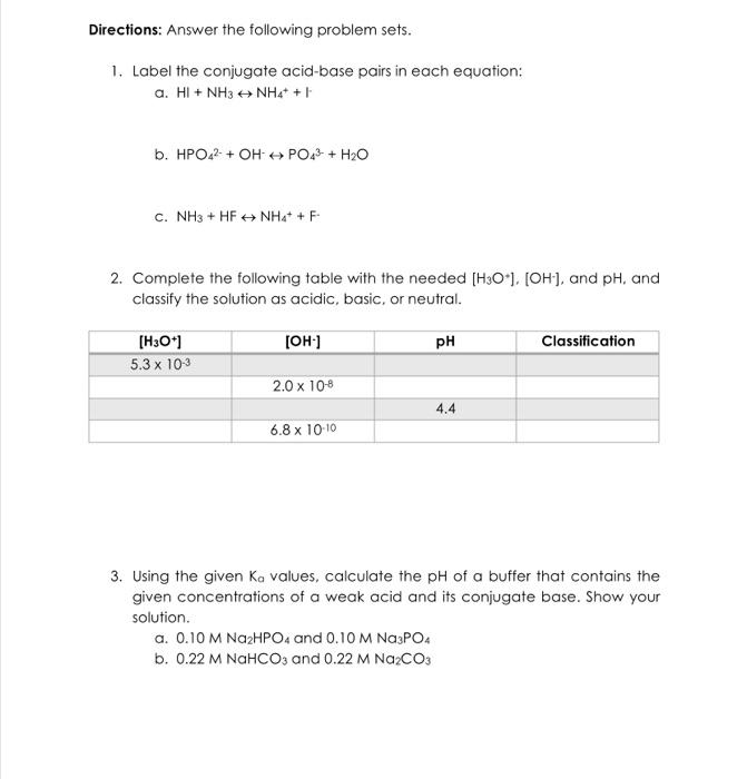 Solved Directions: Answer the following problem sets. 1. | Chegg.com