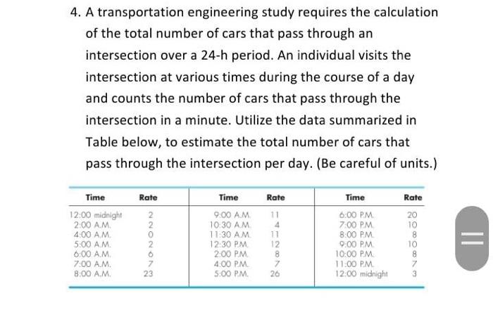 Solved 4. A transportation engineering study requires the | Chegg.com
