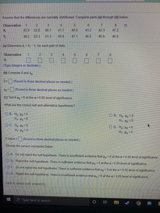 Solved assume that the differences are normally distributed. | Chegg.com