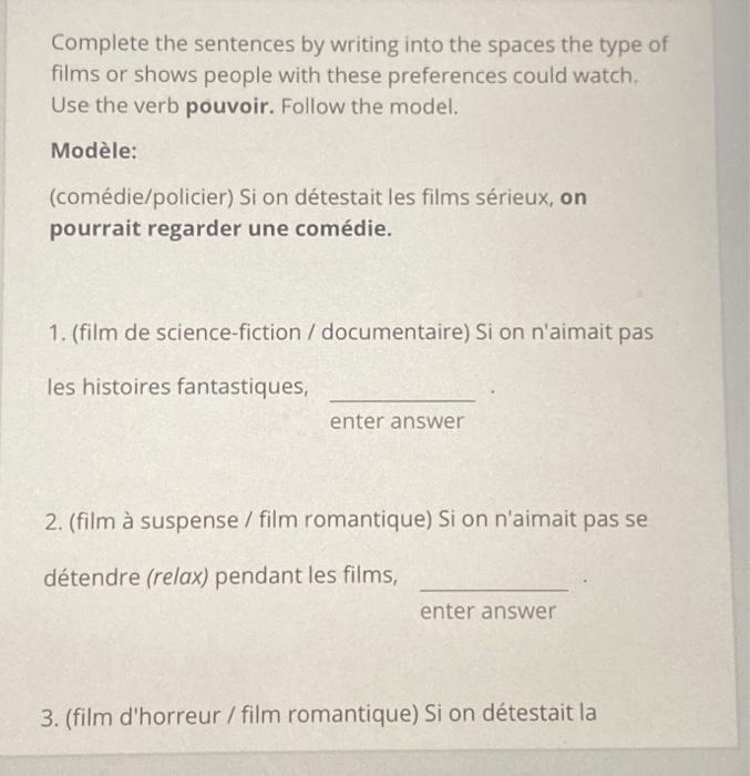 Complete the sentences by writing into the spaces the | Chegg.com
