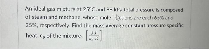 Solved An ideal gas mixture at 25∘C and 98kPa total pressure | Chegg.com