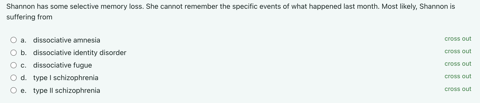 Solved Shannon has some selective memory loss. She cannot | Chegg.com