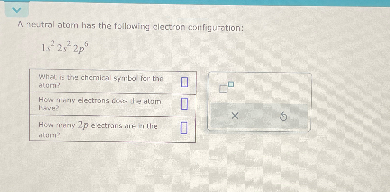 Solved A neutral atom has the following electron | Chegg.com