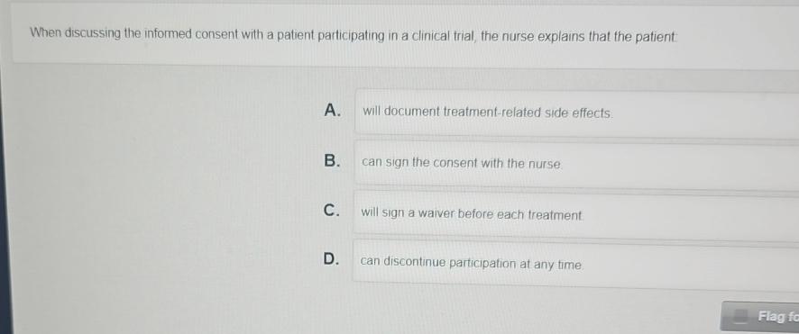 Solved When discussing the informed consent with a patient | Chegg.com