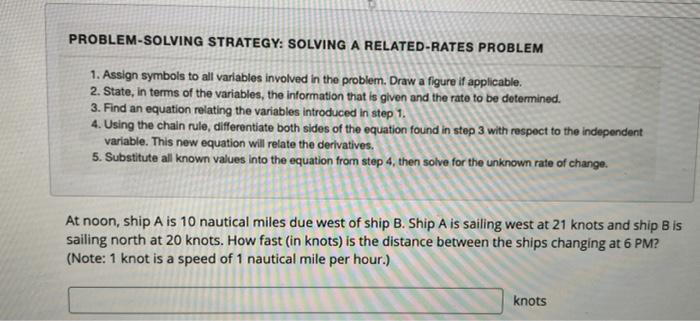 Solved PROBLEM-SOLVING STRATEGY: SOLVING A RELATED-RATES | Chegg.com