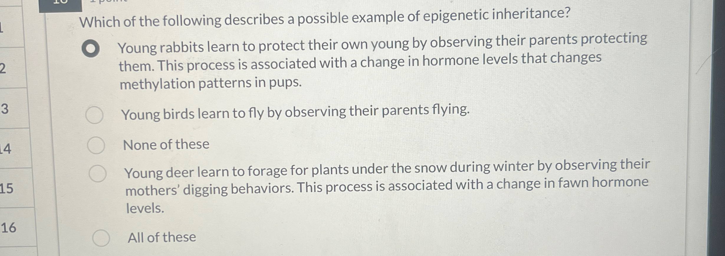 Solved Which of the following describes a possible example | Chegg.com