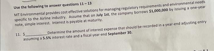 Solved Use the following to answer questions 11 - 13 MT | Chegg.com
