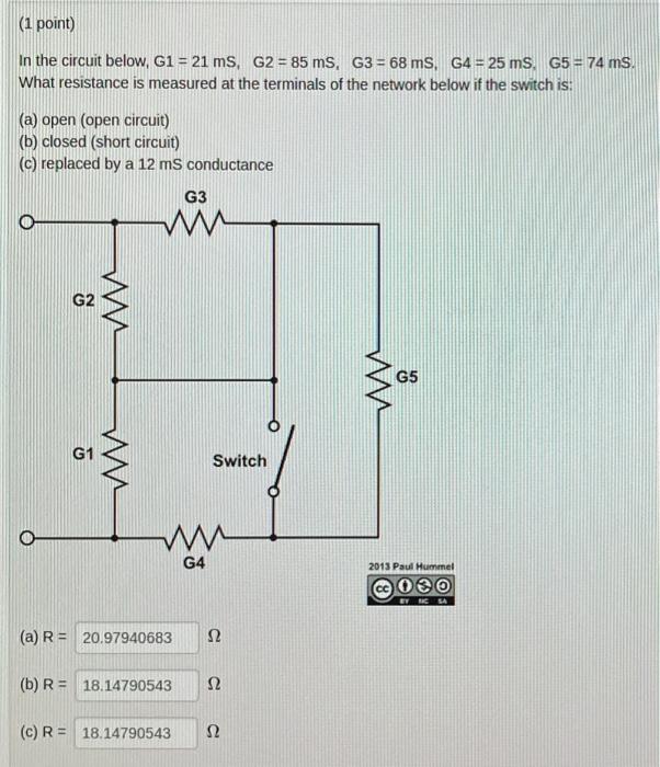 Solved resistor network problem. convert siemens to ohms. | Chegg.com