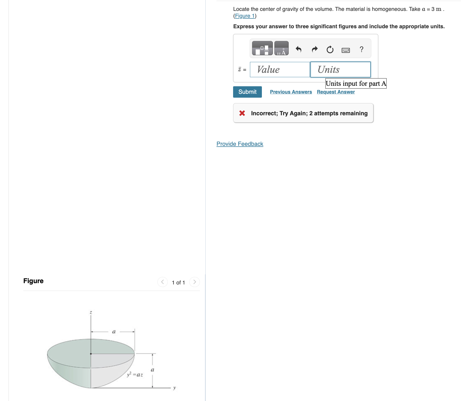 Solved Locate the center of gravity of the volume. The | Chegg.com