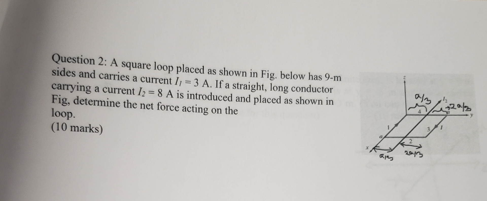 Solved Question 2: A square loop placed as shown in Fig. | Chegg.com