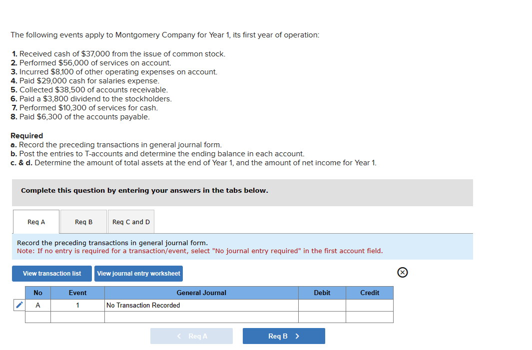 Solved The following events apply to Montgomery Company for | Chegg.com