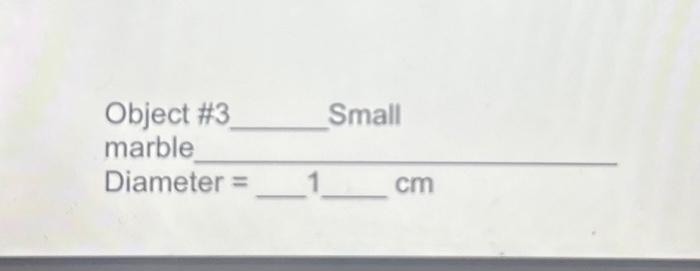 Object \#2 Silver marble Diameter =2 cm Mass of the | Chegg.com