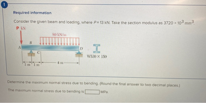 Solved ! Required information Consider the given beam and | Chegg.com