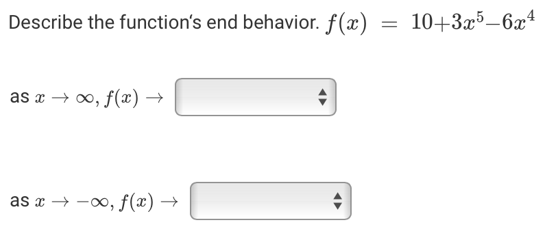 Solved Describe the function's end behavior. | Chegg.com