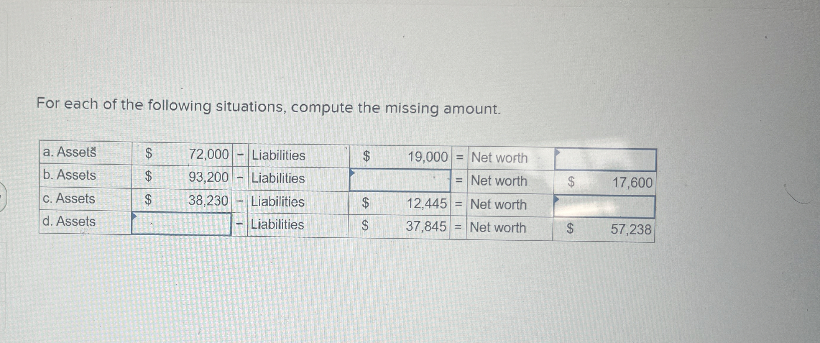 Solved For each of the following situations, compute the | Chegg.com