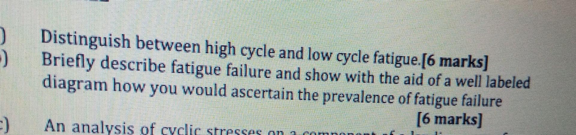 Solved 0 :) Distinguish between high cycle and low cycle | Chegg.com