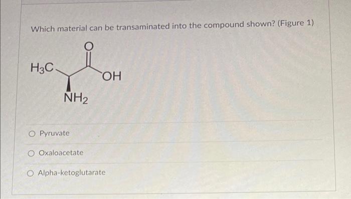 Solved Which material can be transaminated into the compound | Chegg.com