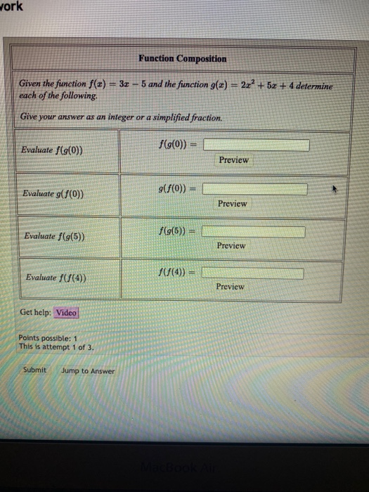 Solved work Function Composition Given the function f(1) = | Chegg.com