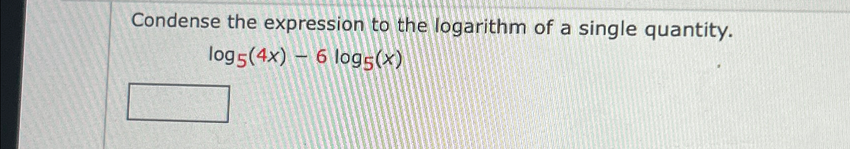 Solved Condense the expression to the logarithm of a single | Chegg.com