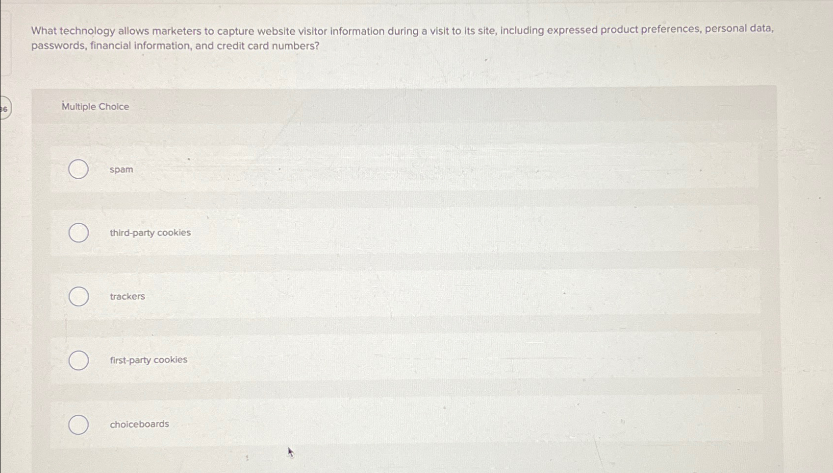 Solved What technology allows marketers to capture website | Chegg.com