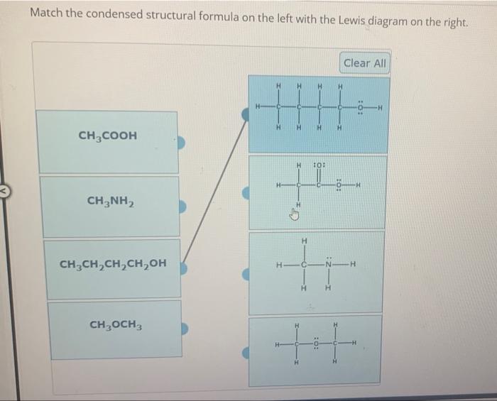 Solved Match the condensed structural formula on the left | Chegg.com