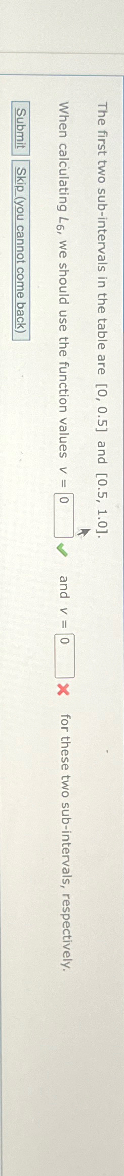 Solved The first two sub-intervals in the table are 0,0.5 | Chegg.com
