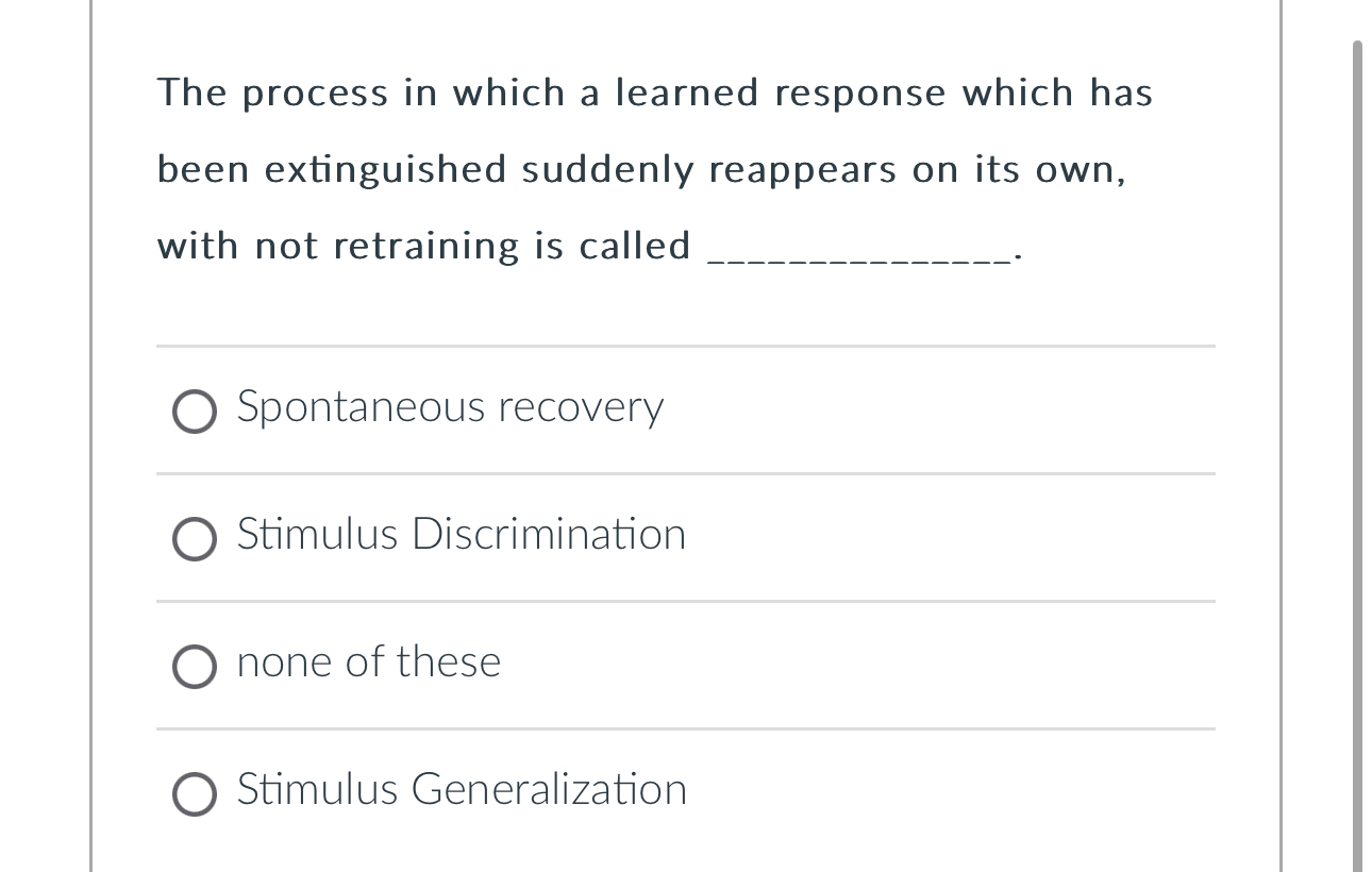 Solved The process in which a learned response which has | Chegg.com