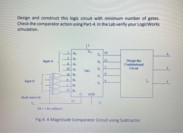 LAB WORK: Part-1: Use IC 7483 to add the two 4-bit | Chegg.com