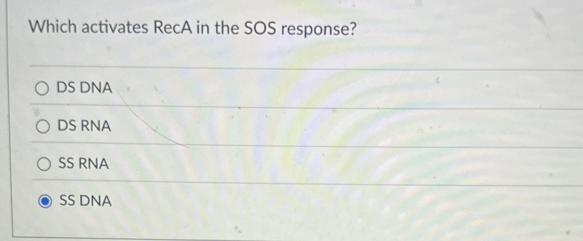 Solved Which activates RecA in the SOS response?DS DNADS | Chegg.com