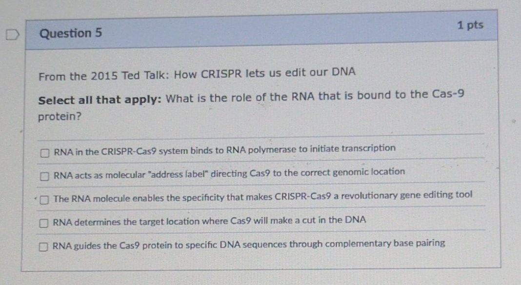 Solved Question 51 ﻿ptsFrom the 2015 ﻿Ted Talk: How CRISPR | Chegg.com