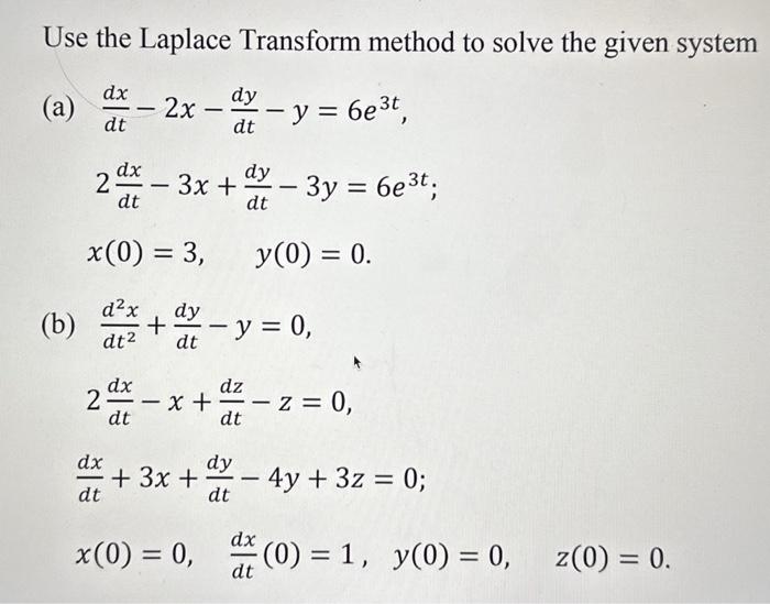 Solved Use the Laplace Transform method to solve the given | Chegg.com