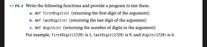 Solved - P5.3 Write the following functions and provide a | Chegg.com