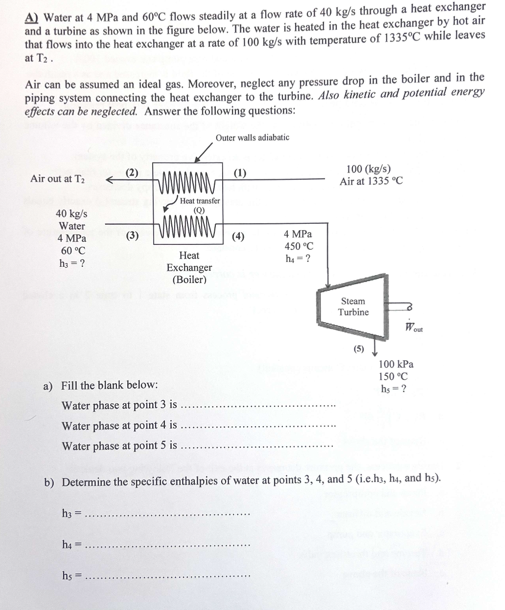 Solved A) ﻿Water at 4MPa and 60°C ﻿flows steadily at a flow | Chegg.com