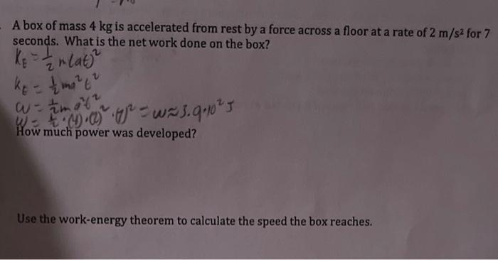 Solved A Box Of Mass 4 Kg Is Accelerated From Rest By A