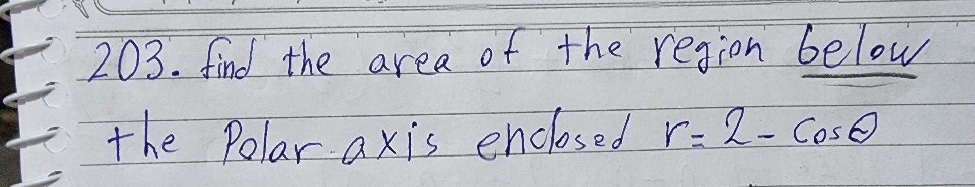 Solved 203. Find the area of the region below the Polar axis | Chegg.com