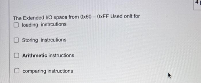Solved The Extended I/O space from 0×60 - 0xFF Used onlt for | Chegg.com