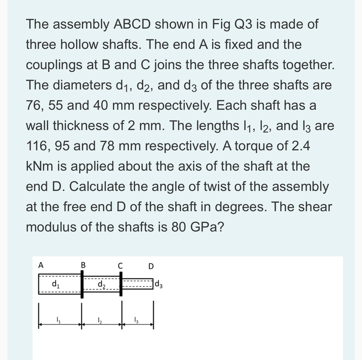 Solved The assembly ABCD shown in Fig Q3 ﻿is made of three | Chegg.com