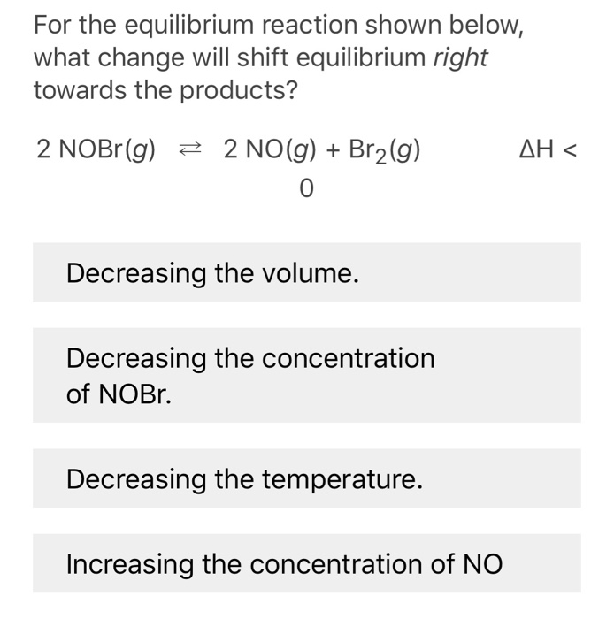 Solved For the equilibrium reaction shown below, what change | Chegg.com