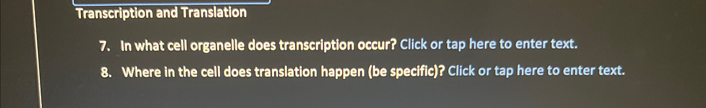 Solved Transcription and Translation7. ﻿In what cell | Chegg.com