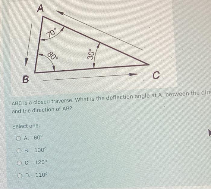 Solved ABC is a closed traverse. What is the deflection | Chegg.com