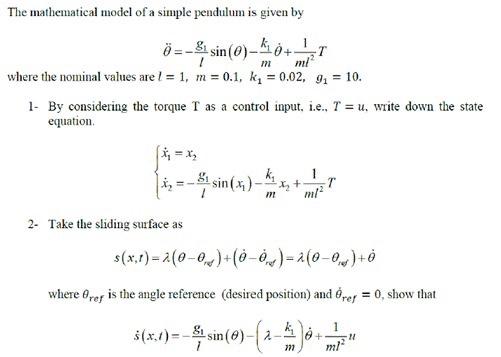Solved The mathematical model of a simple pendulum is given | Chegg.com