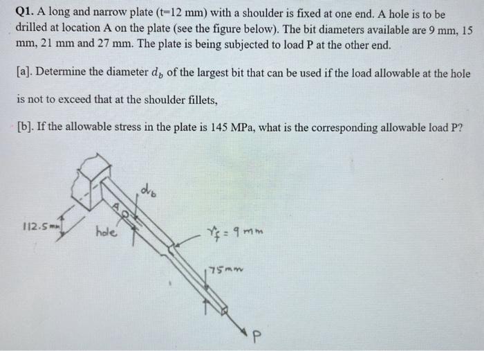 Solved Q1. A long and narrow plate ( t=12 mm) with a | Chegg.com