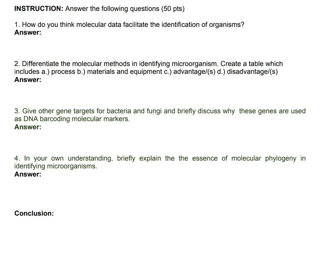 Solved INSTRUCTION: Answer the following questions (50 pts) | Chegg.com