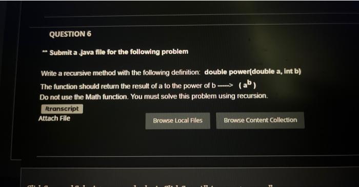 Solved QUESTION 6 * Submit a java file for the following | Chegg.com