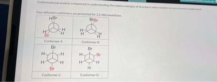 Solved Conformational analysis is important in understanding | Chegg.com